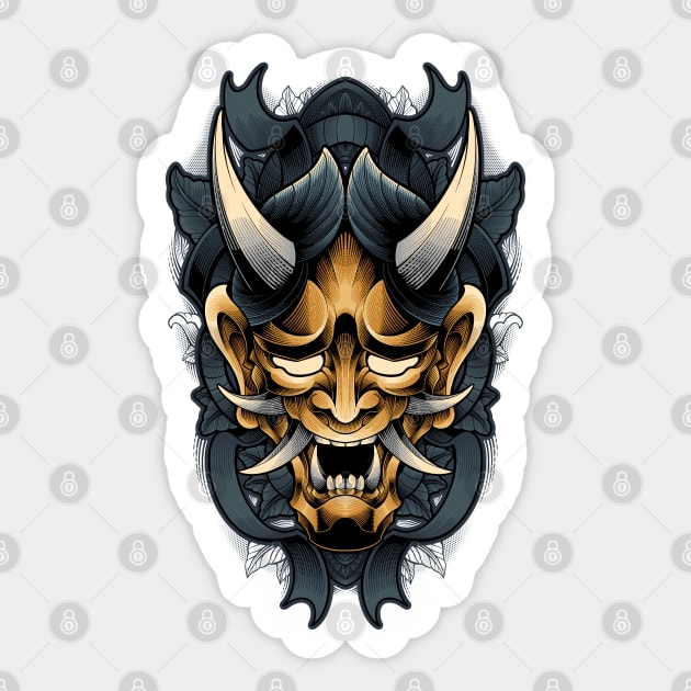 TRADITIONAL ONI MASK - Japanese Art - Sticker | TeePublic