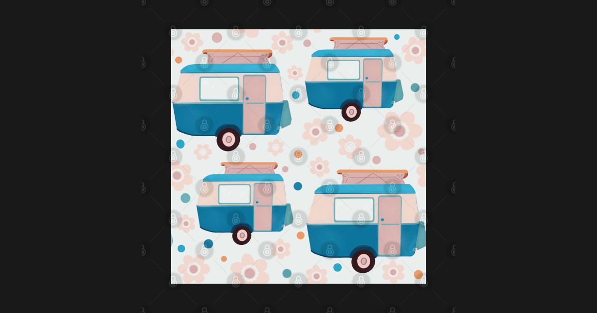 Pastel Daisy Dot Vintage Caravan Pattern - Eriba Puck - T-Shirt | TeePublic