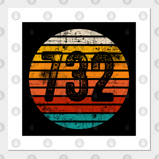 Distressed Vintage Sunset 732 Area Code - 732 Area Code - Posters and ...