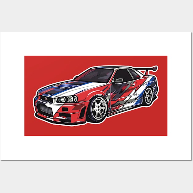 Nissan R34 GT-R Pepsi - Gtr - Posters and Art Prints | TeePublic