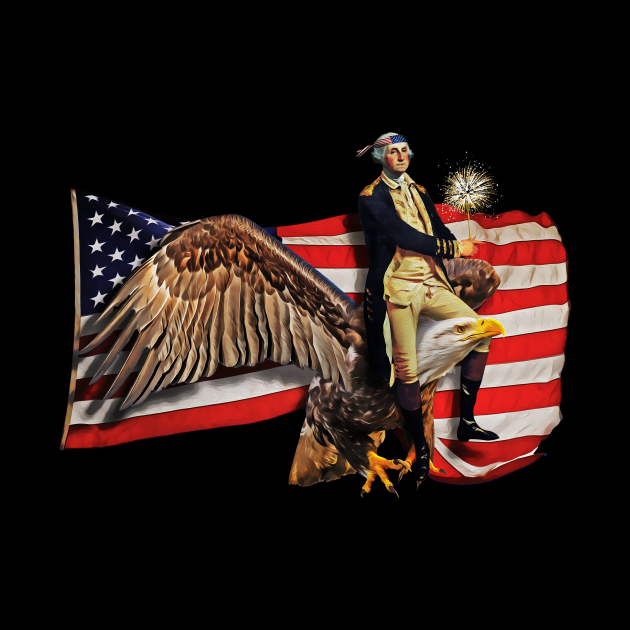 George Washington Riding Bald Eagle American Flag - George Washington ...