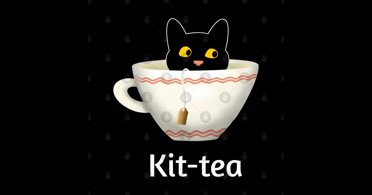 Kit-Tea Funny Cat Lover Gift, Cute Black Cat kitten kitty hiding in a ...