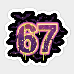 Neon Number 67 Halloween Stickers for Sale | TeePublic