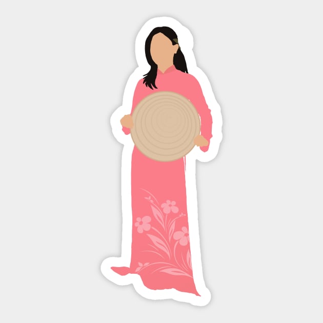 Ao Dai Minimal - Pink - Sticker | TeePublic