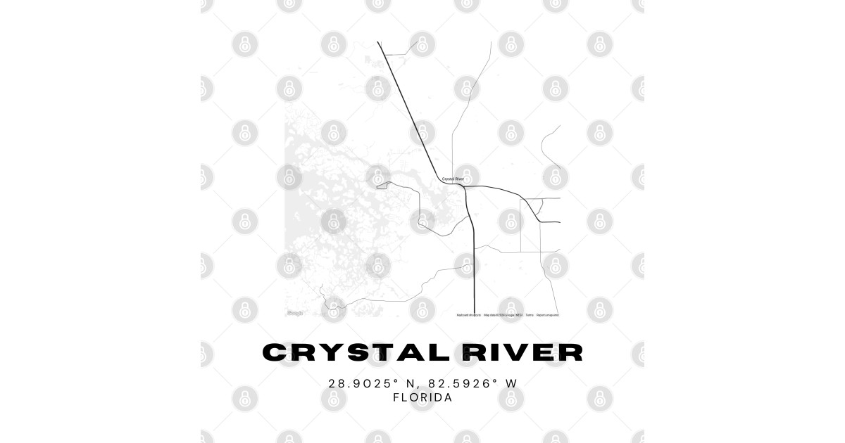 Minimalist Crystal River Map Art - Florida City Coordinates Design ...