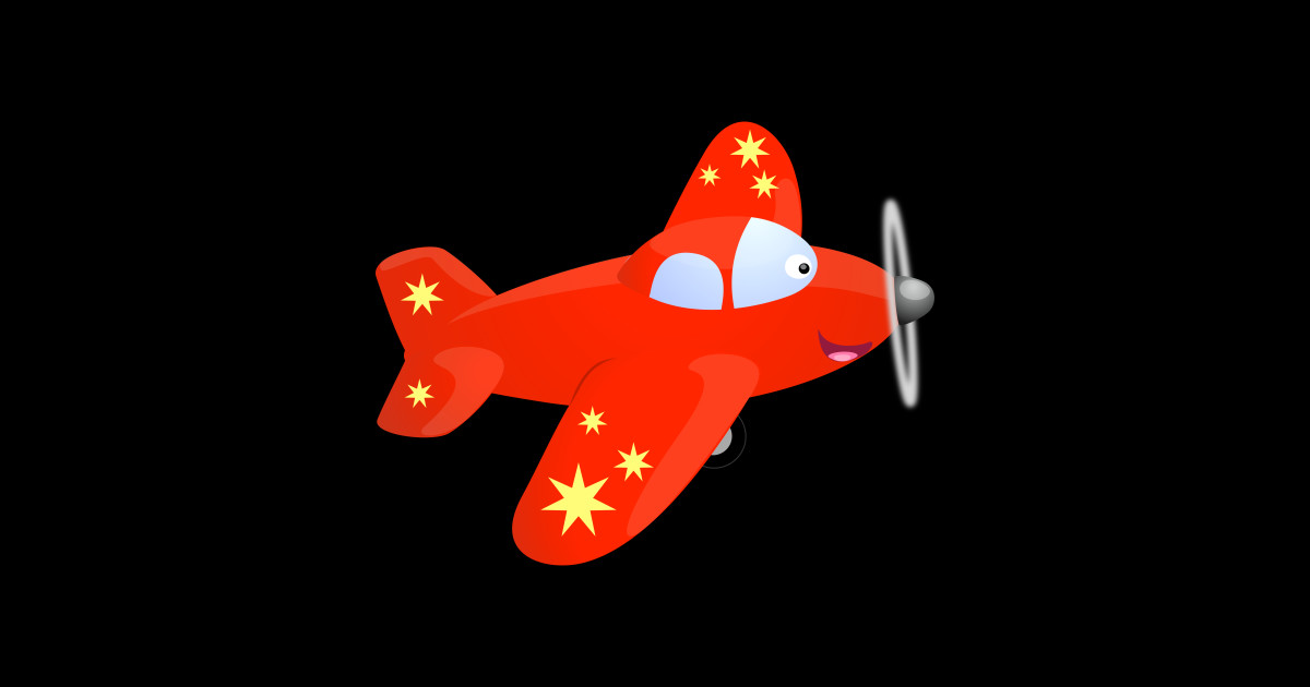 Cute happy red plane flying cartoon illustration - Plane - Sticker ...