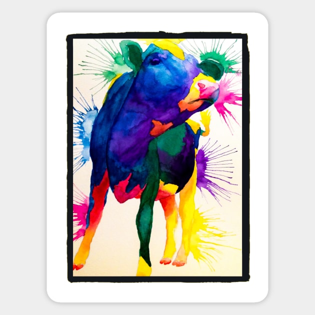 Color Splash Cow - Cow - Sticker | TeePublic