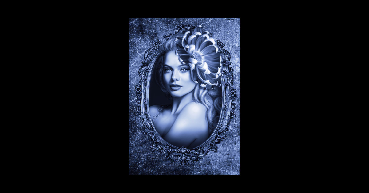 Blue flower girl filter portrait digital artwork - Blue Art - Posters ...
