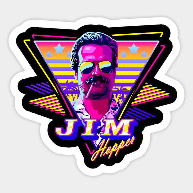 Retro Jim Hopper - Stranger Things - Sticker | TeePublic