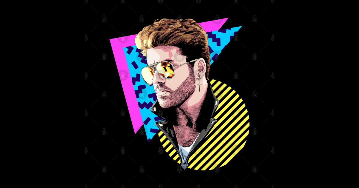 George Michael with 80s graphic - George Michael - Sticker | TeePublic