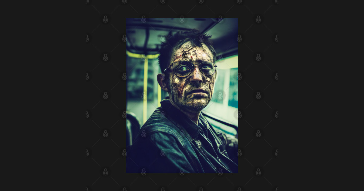 Zombie Bus Driver Portrait - Zombie Bus Driver Portrait - T-Shirt ...