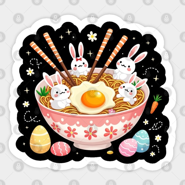 Easter Ramen Bunny Cute Anime Happy Easter Day - Easter - Sticker ...