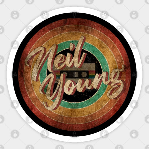 Neil Young Vintage Circle Art - Neil Young - Sticker | TeePublic