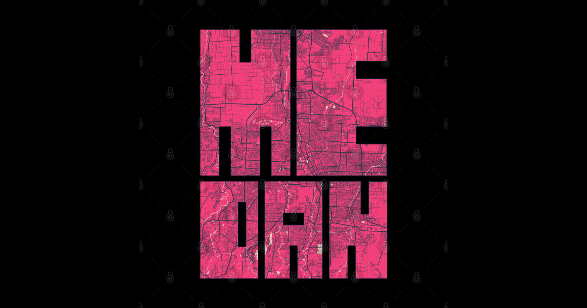 Medan, Indonesia City Map Typography - Blossom - Medan - Sticker ...