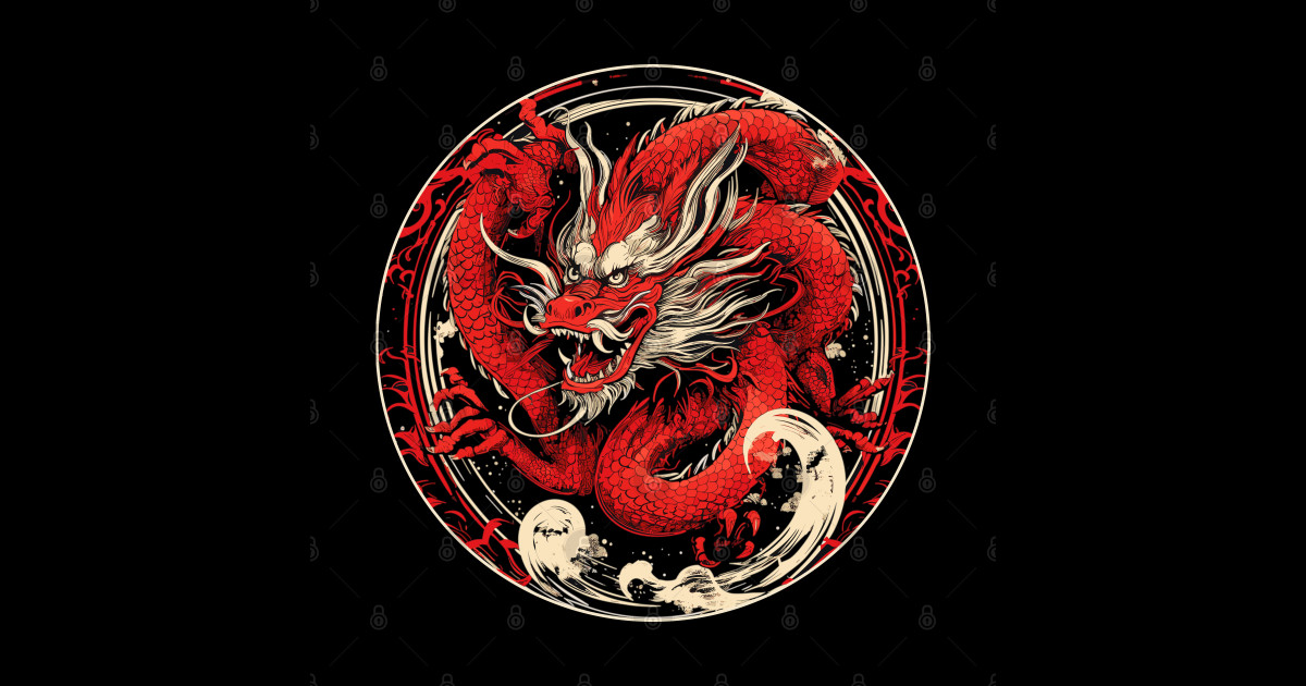 Japanese Aesthetic Red Dragon Symbol Kanji Japan - Red Dragons ...