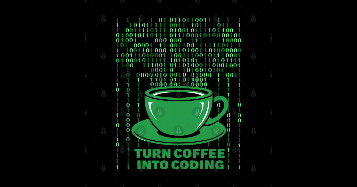 I Turn Coffee Into Coding - Matrix - Sticker | TeePublic