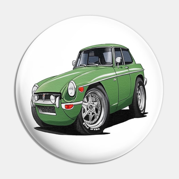 cartoon drawings of MGB GT Green - Mgb Gt - Pin | TeePublic