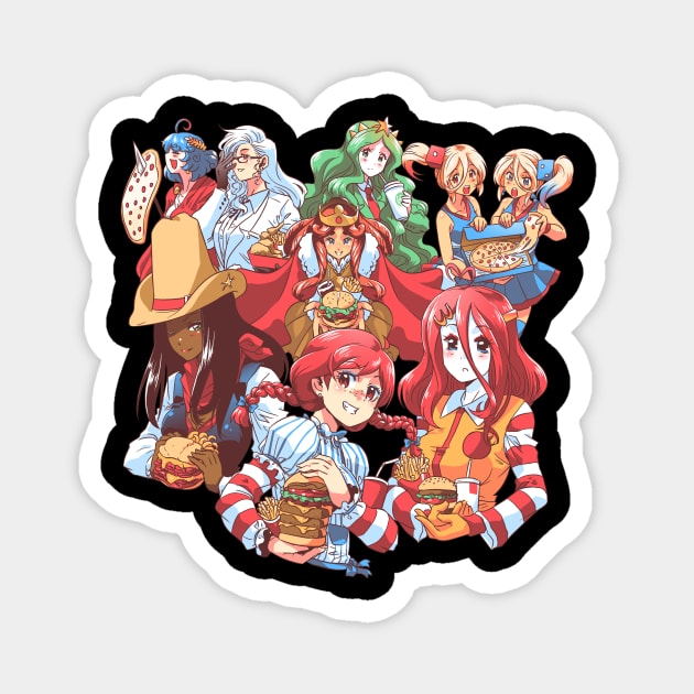 Fast Food Waifus - Fast Food - Magnet | TeePublic