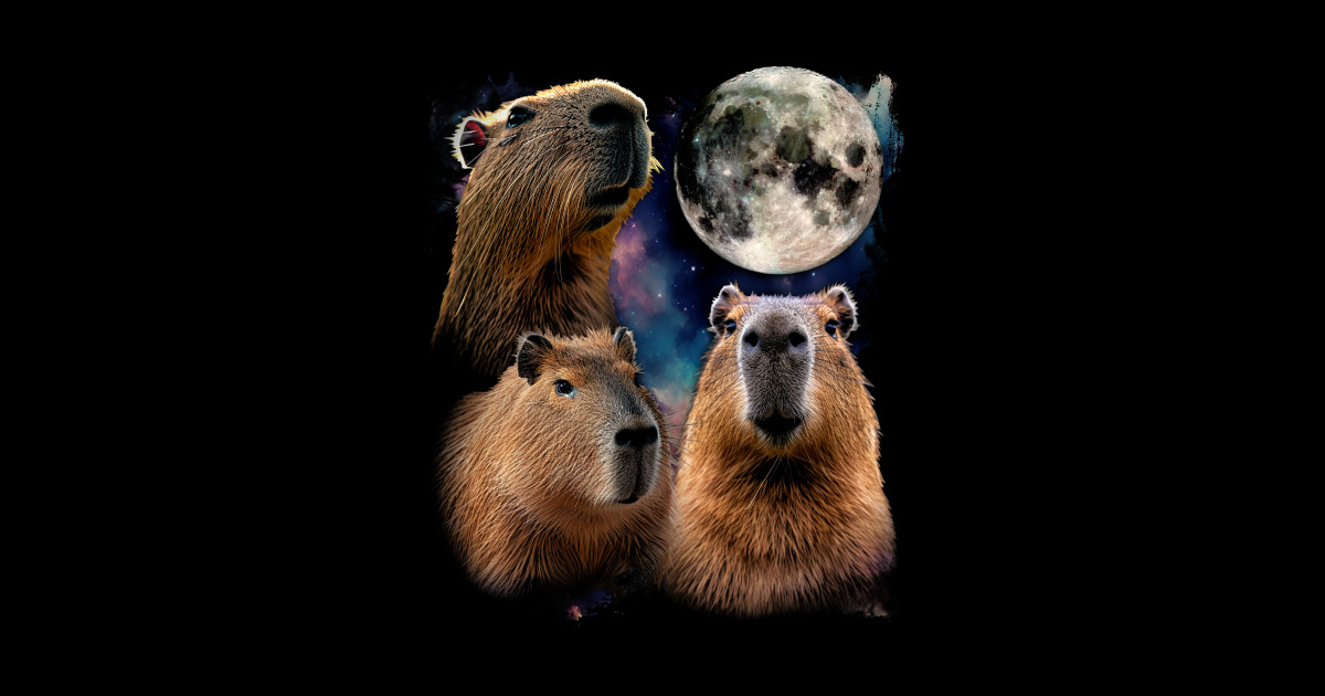 Classic Capybara Howling At The Moon Funny Animal Lovers Pet - Capybara ...