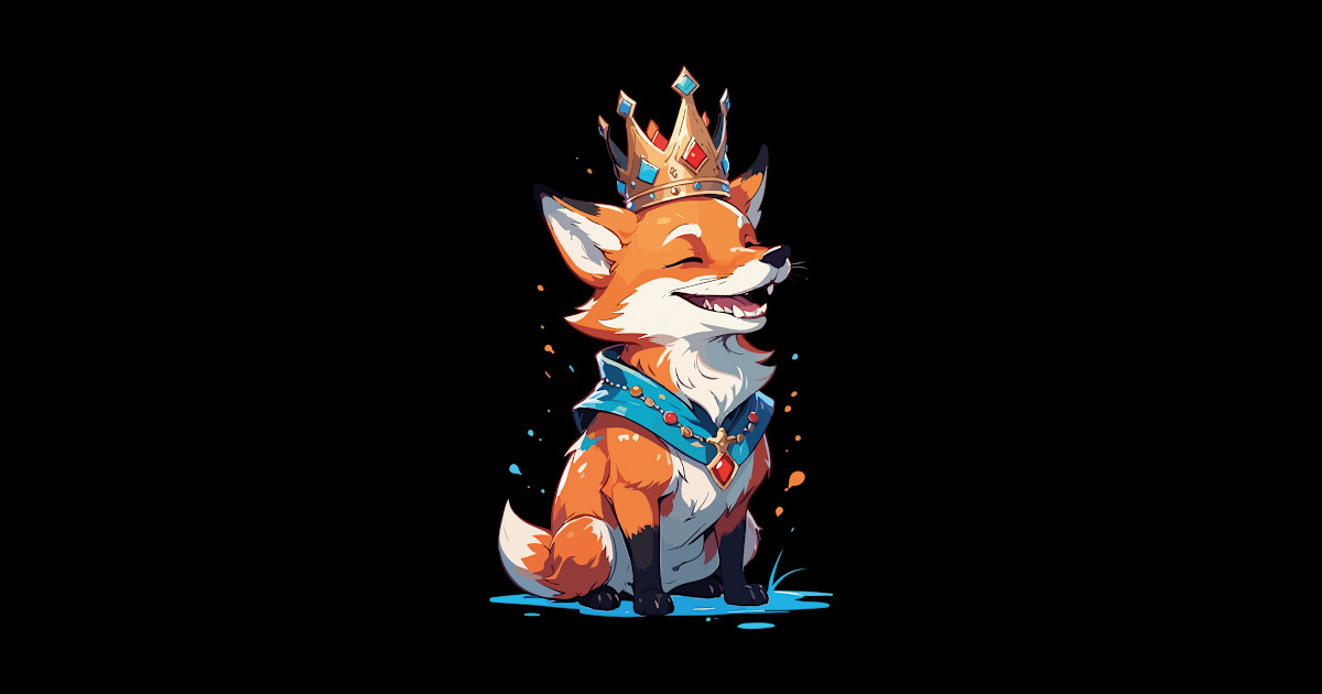 Royal Fox | Fox with Crown and Cloak - Royal Fox - Sticker | TeePublic