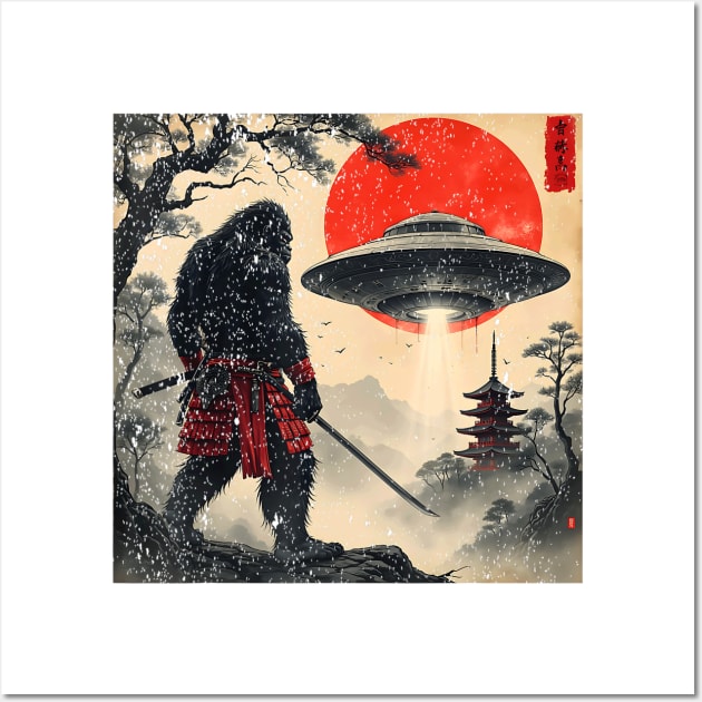 Samurai Bigfoot vs UFO Japanese Sci-Fi Art - Samurai Bigfoot - Posters ...
