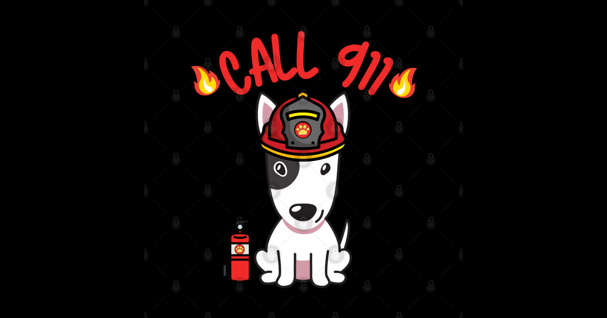 Firefighter Bull Terrier - Bull Terrier - Sticker | TeePublic