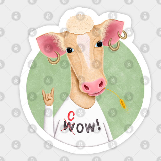 Wow Cow - Cow - Sticker | TeePublic