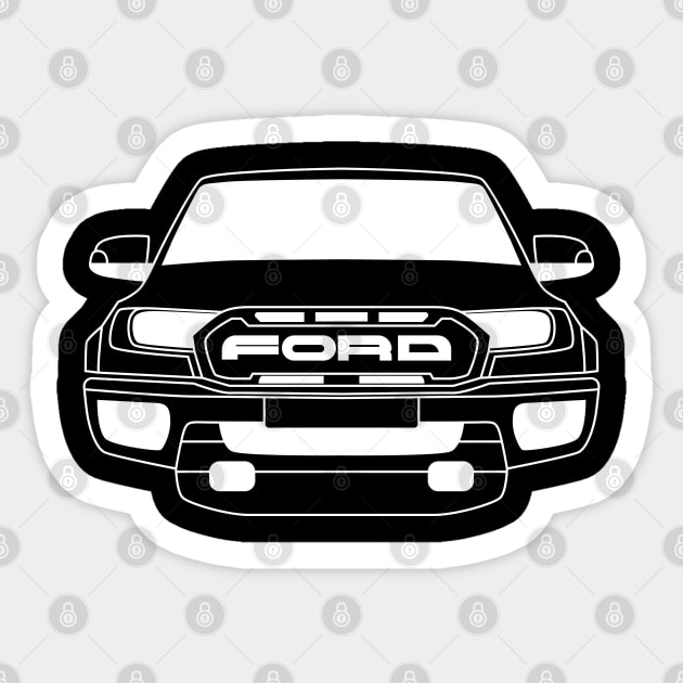 Ford Ranger Raptor White Outline - Car - Sticker | TeePublic