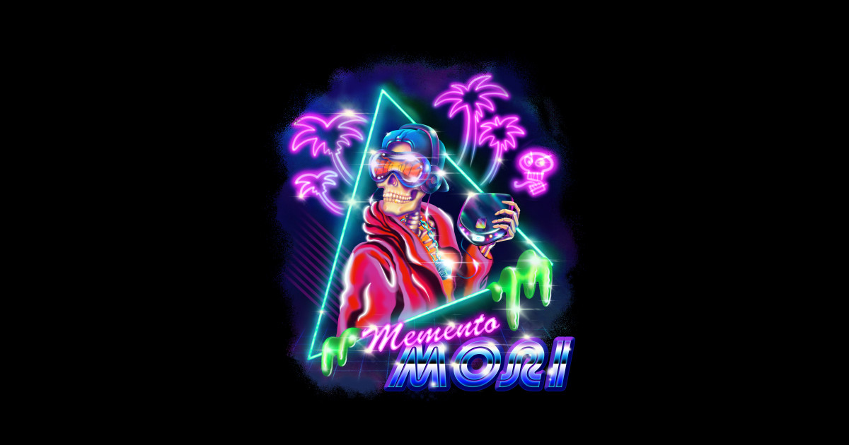 Memento Mori Retro Synthwave - Skeleton - Sticker | TeePublic