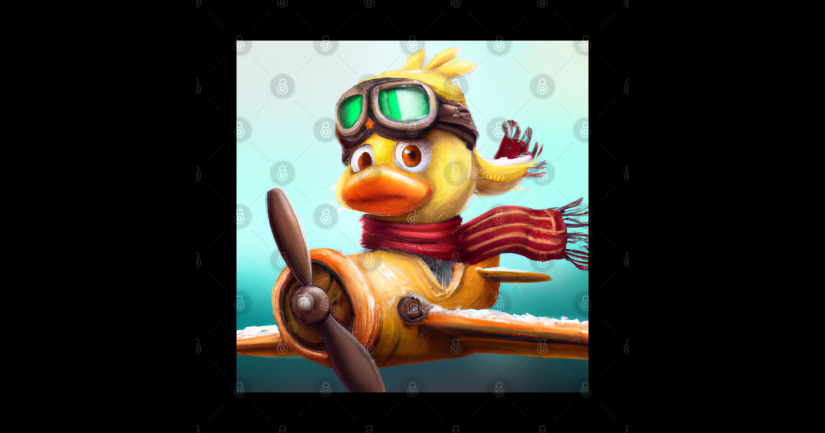 Yellow Duck flying an Airplane - Duck - Sticker | TeePublic