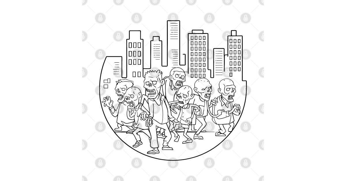 Zombie Apocalypse City Scene - Zombie - T-Shirt | TeePublic