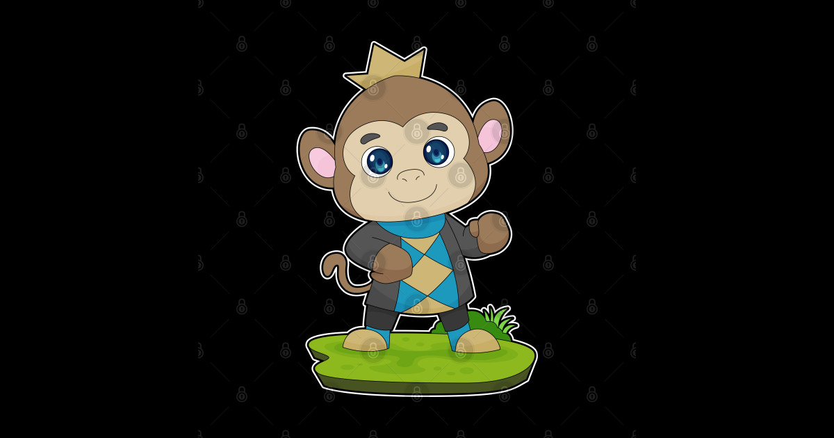 Monkey Prince Crown - Monkeys - Sticker | TeePublic