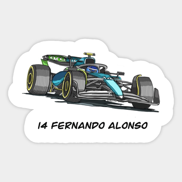 Sketching F1 Car and Driver Fernando Alonso - Formula One - Sticker ...