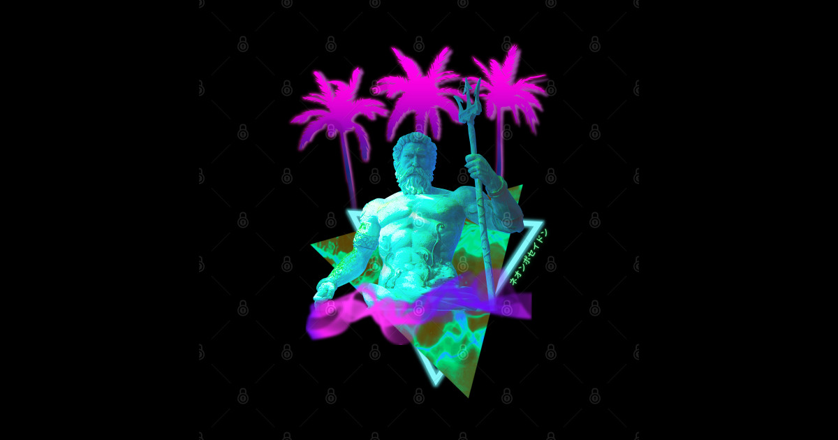 Greek Statue Poseidon Vaporwave Aesthetic - Poseidon - Sticker | TeePublic