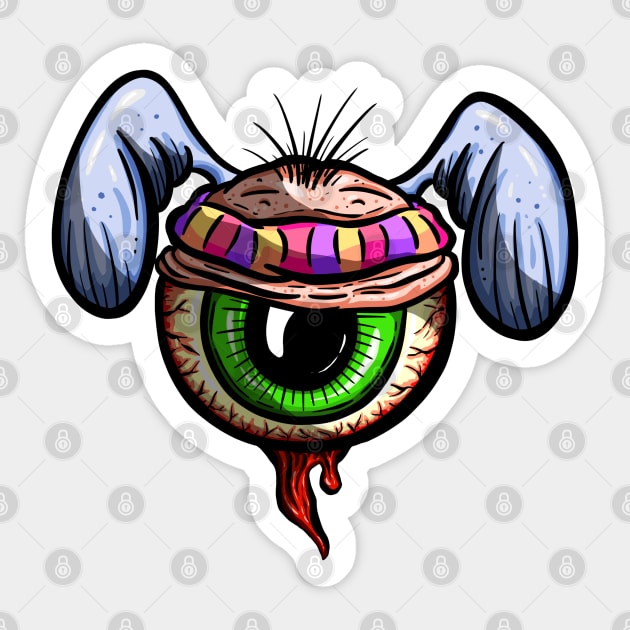 Eyeball Flying Rockabilly Tattoo Cartoon Style Eye - Eyeball - Sticker ...