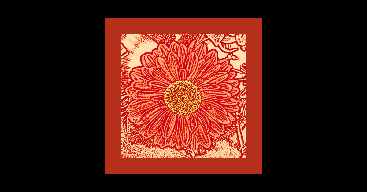 Gerbera Daisy Block Print, Mandarin Orange - Daisy - Sticker | TeePublic