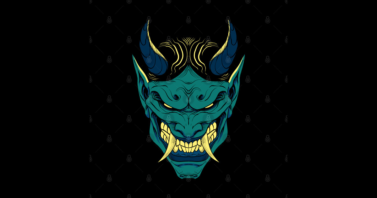 Green Oni Mask - Oni - Sticker | TeePublic