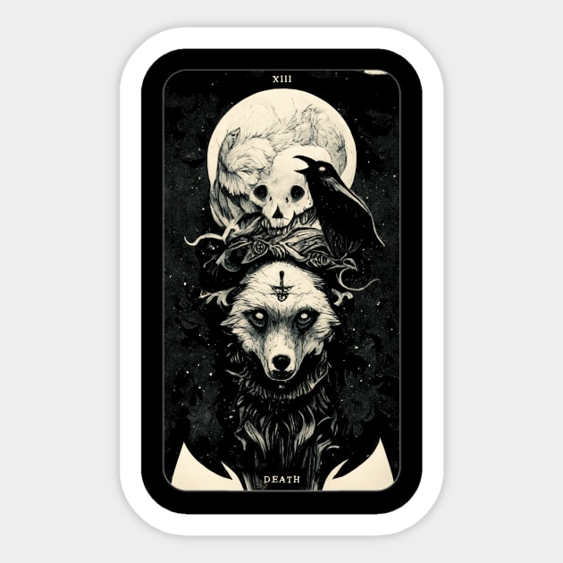 Tarot Wolves: Death - Tarot Card - Sticker | TeePublic