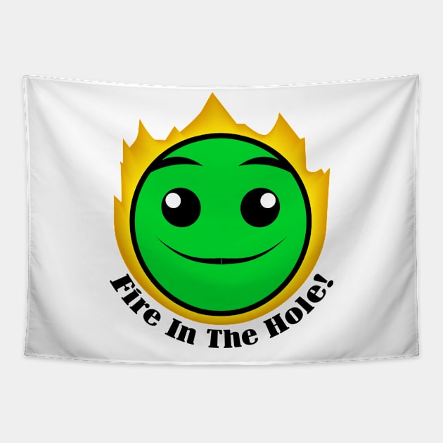 Green Geometry Dash Smile On Fire - Geometry Dash - Tapestry | TeePublic