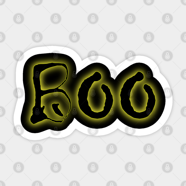 Glowing Yellow Neon Boo - Halloween - Sticker | TeePublic