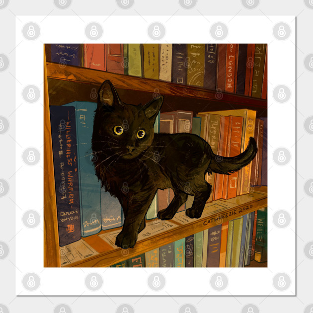 Little Library Cat - Cats - Posters and Art Prints | TeePublic