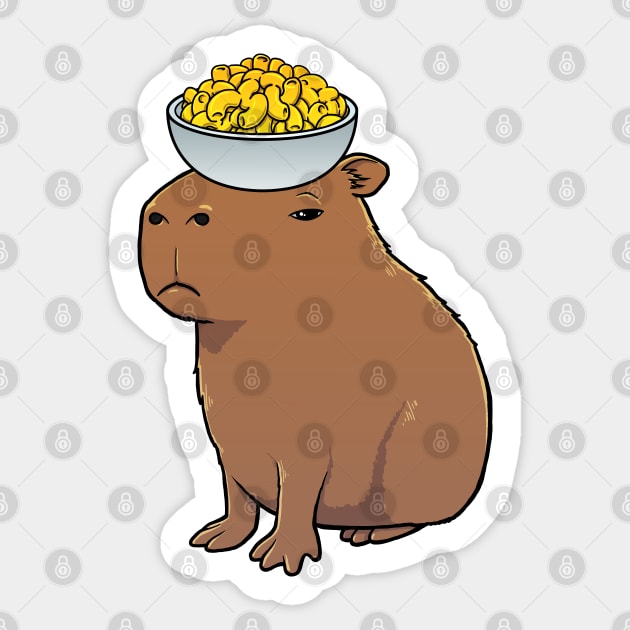 Capybara with Mac and Cheese on its head - Capybara - Sticker | TeePublic