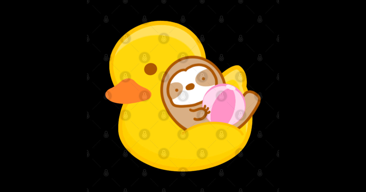 Cute Summer Rubber Duckie Float Sloth - Sloth - Sticker | TeePublic
