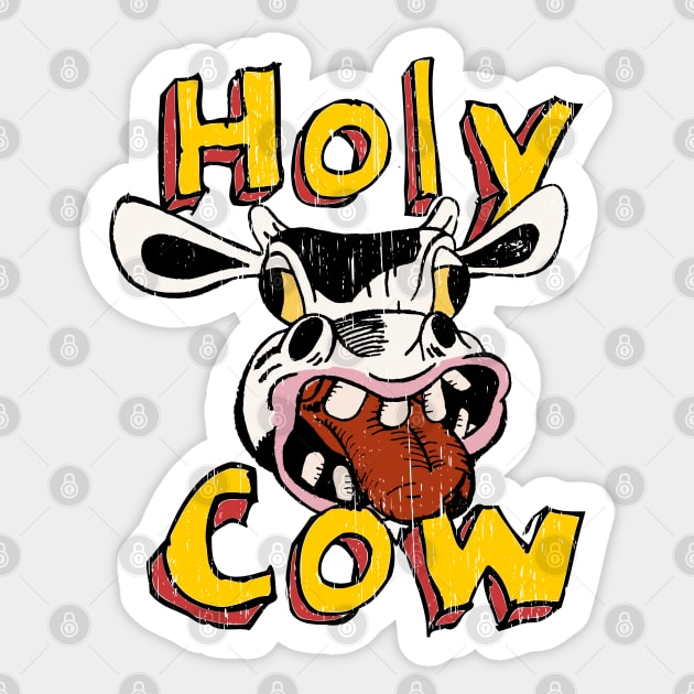 Holy Cow funny Cartoon illustration - Holy Cow Funny - Sticker | TeePublic