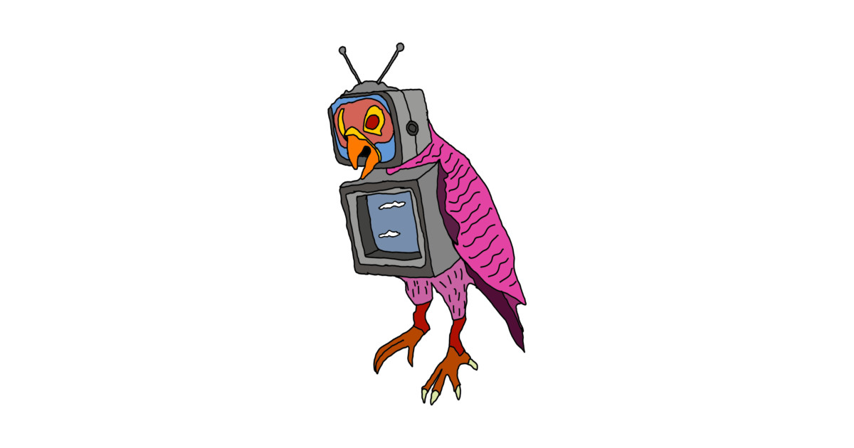 drawing weird parrot television nightmare - Drawing Artwork - T-Shirt ...