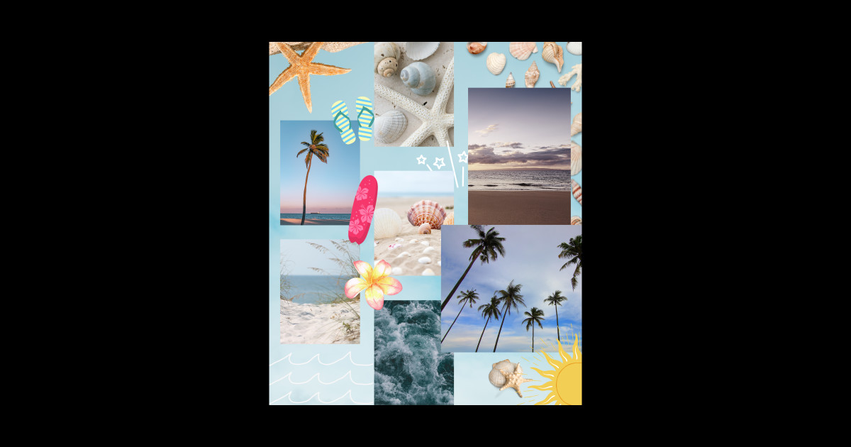 Fun Beachy Collage - Day at The Beach - Wall Collage - Sticker | TeePublic
