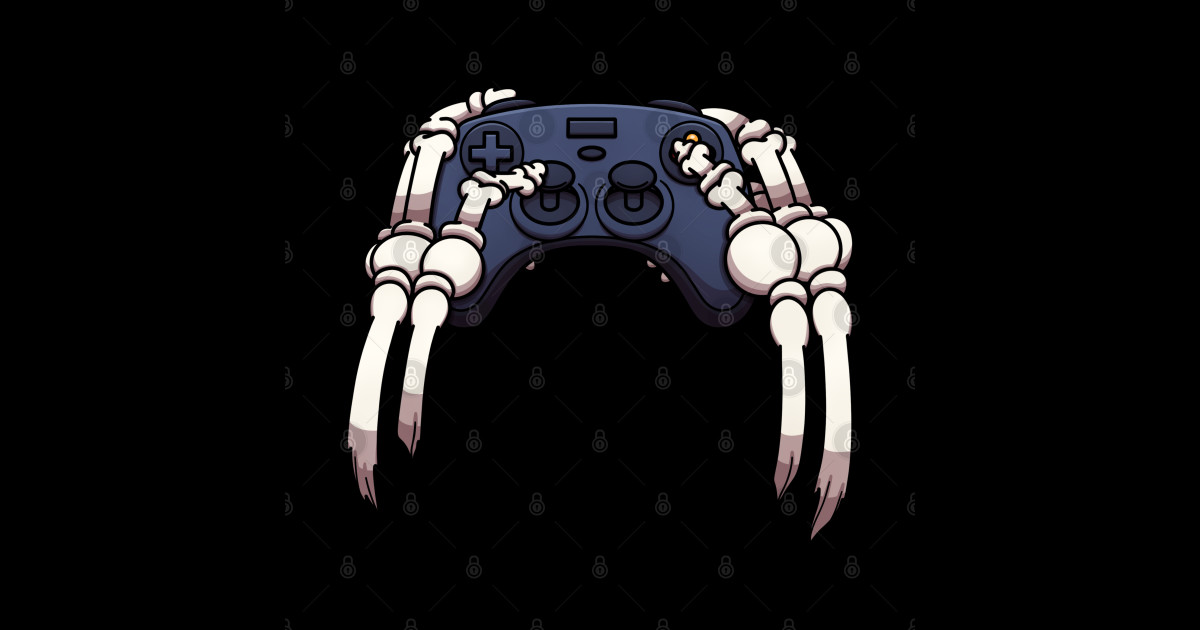 Skeleton Hands Holding Video Game Controller - Skeleton Hands - Posters ...