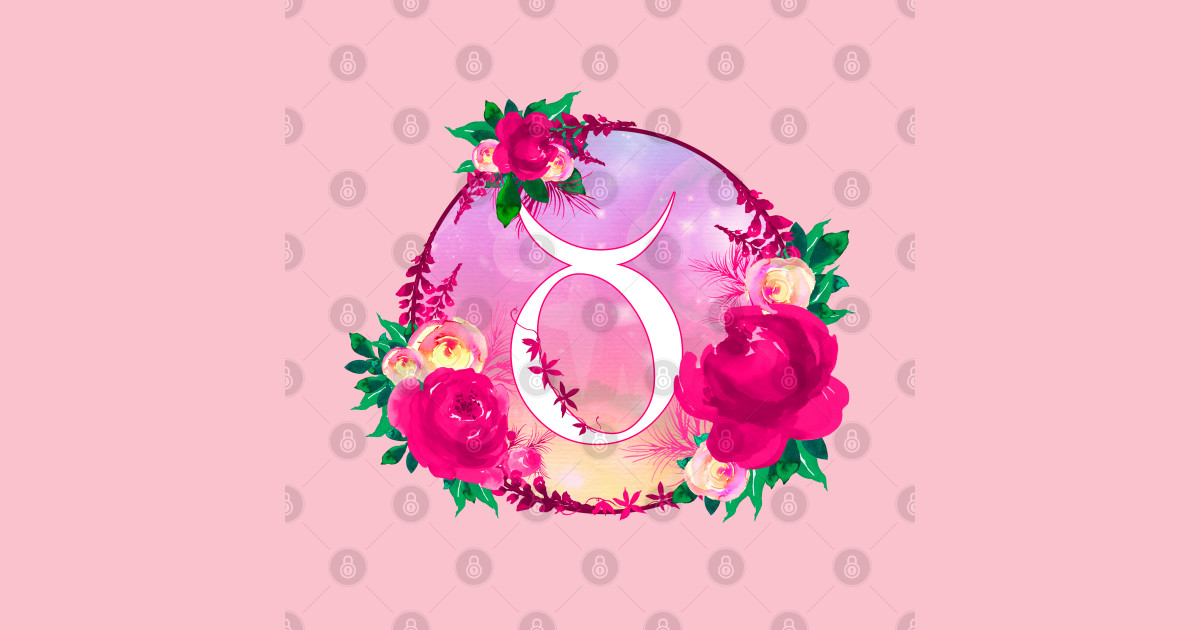 Taurus Zodiac Horoscope Pink Floral Monogram - Taurus - Magnet | TeePublic