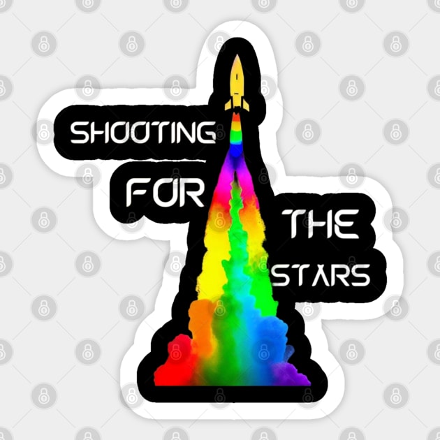 Shooting for the stars - Colorful Rocket - Sticker | TeePublic