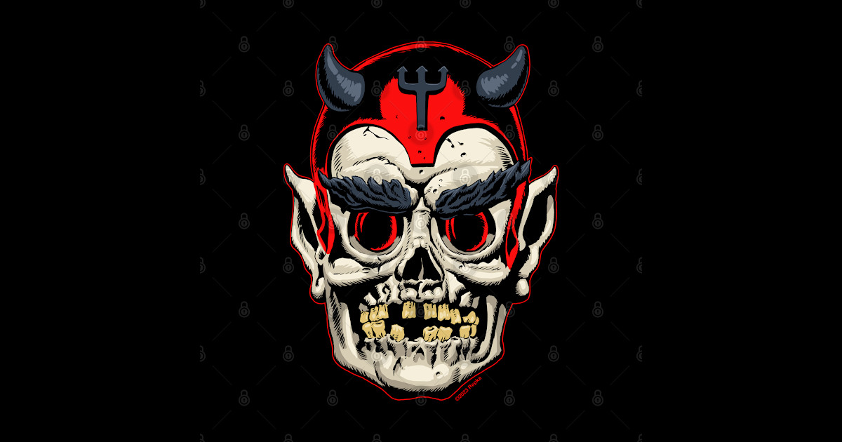 Devil Skull - Vinyage Sppoky - Sticker | TeePublic